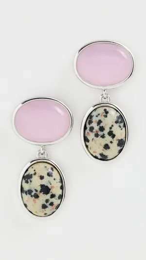 LUV AJ The Rose Quartz Palma Stud Earrings