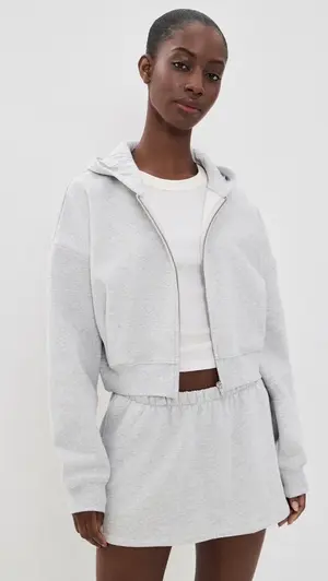 Good American Zip Up Hoodie With Dropped Shoulders