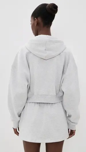 Good American Zip Up Hoodie With Dropped Shoulders