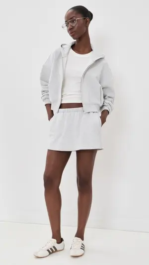 Good American Zip Up Hoodie With Dropped Shoulders