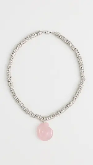 LUV AJ The Rose Quartz Rio Rhinestone Necklace