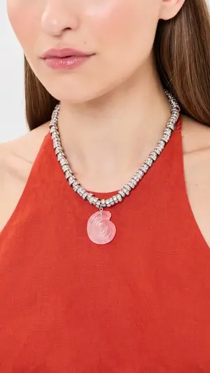 LUV AJ The Rose Quartz Rio Rhinestone Necklace