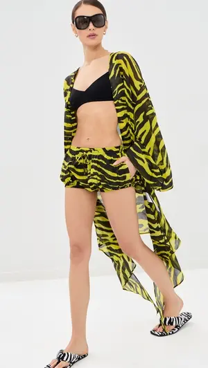 Attico Black And Yellow Shorts