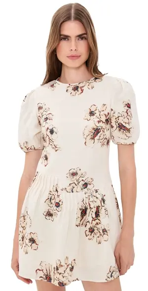 SIR. Freja Puff Sleeve Linen Mini Dress - Rosetta