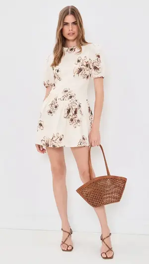 SIR. Freja Puff Sleeve Linen Mini Dress