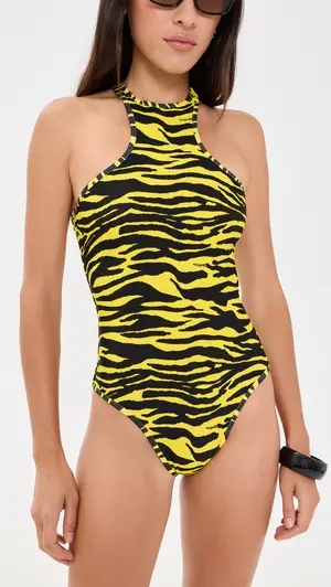Attico Zebra-piece Swim Suit