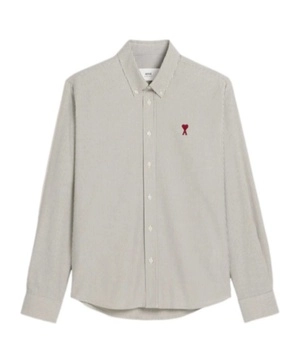 AMI Paris Striped Cotton Shirt - Gray