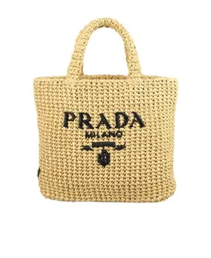 Prada Crochet Logo Handbag - Neutral