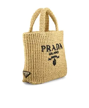 Prada Crochet Logo Handbag - Neutral