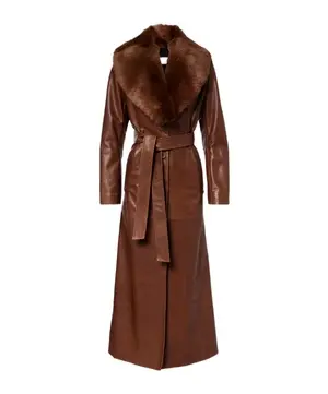 Nour Hammour Dakota Shearling-trimmed Leather Coat