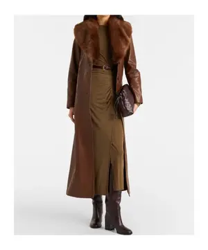 Nour Hammour Dakota Shearling-trimmed Leather Coat
