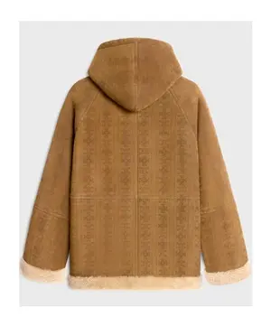 Celine Hooded Parka In Triomphe Curly Lambskin