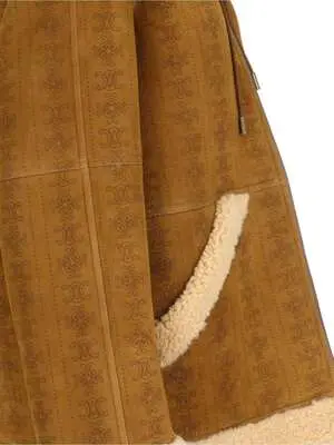 Celine Hooded Parka In Triomphe Curly Lambskin