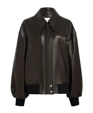 Khaite Shelman Leather Bomber Jacket - Black