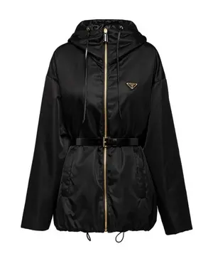 Prada Re-nylon Belted Hooded Jacket