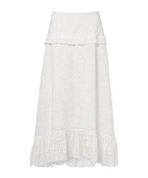 Ulla Johnson Violetta Broderie Anglaise Midi Skirt - White