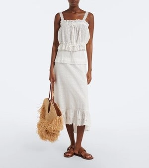 Ulla Johnson Violetta Broderie Anglaise Midi Skirt - White