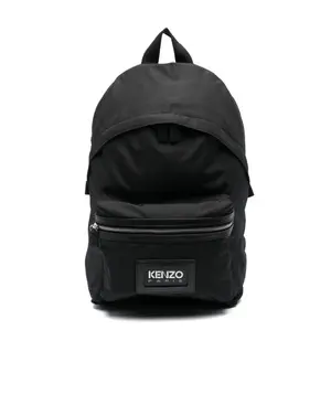 Kenzo Logo Patch Zipped Backpack - Black