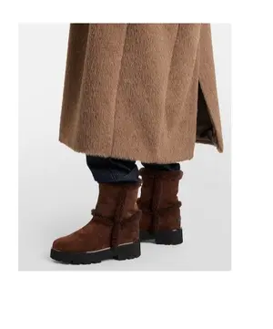 AQUAZZURA Shearling-trimmed Suede Ankle Boots