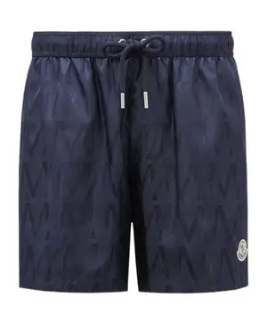 Moncler Monogram Jacquard Swim Shorts - Black