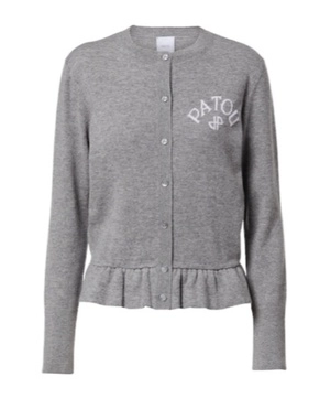 PATOU Jacquard Logo Wool And Cashmere Cardigan - Grey