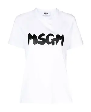 MSGM Logo Printed Crewneck T-shirt - White
