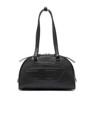 DIESEL® 1dr Embossed Logo Leather Dome Boston Bag