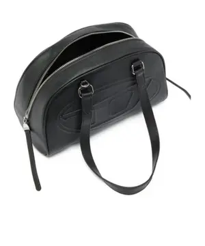 DIESEL® 1dr Embossed Logo Leather Dome Boston Bag