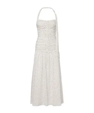Posse Edie Polka-dot Halterneck Midi Dress - White