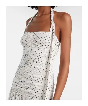 Posse Edie Polka-dot Halterneck Midi Dress - White