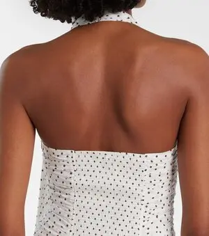 Posse Edie Polka-dot Halterneck Midi Dress - White