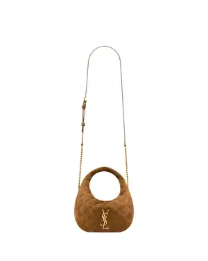 Saint Laurent Borsa Mini Icarino In Suede Trapuntato - Brown
