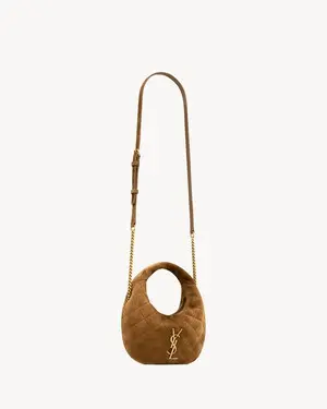 Saint Laurent Borsa Mini Icarino In Suede Trapuntato