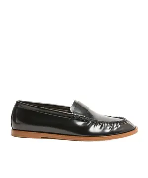 THE ROW New Leather Loafers - Black