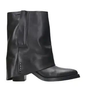 Ash Round-headed Short Boots - Black