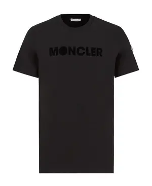 Moncler Flocked Logo T-shirt - Black