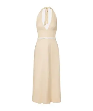 Posse Pamela Halterneck Linen Midi Dress - Nude