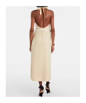 Posse Pamela Halterneck Linen Midi Dress - Nude