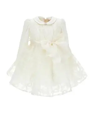 Monnalisa Bow Embellishment Dress - White