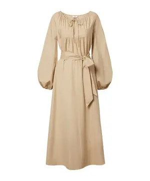 Vince Belted Cotton Poplin Midi Dress - Nude