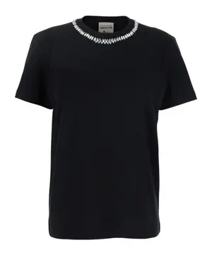 SEMICOUTURE Semi Couture Round Neck T-shirt With Embellishments - Black