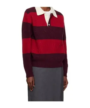 DUNST Ribbed Striped Polo Knitwear