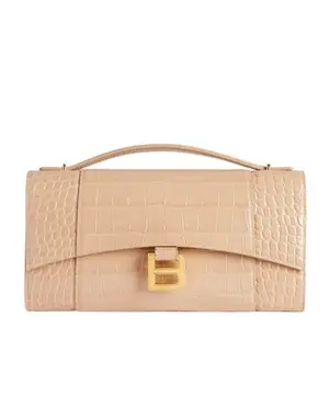 Balenciaga Hourglass Pochette With Chain - Nude