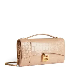 Balenciaga Hourglass Pochette With Chain - Nude