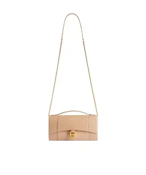 Balenciaga Hourglass Pochette With Chain - Nude