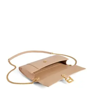 Balenciaga Hourglass Pochette With Chain - Nude