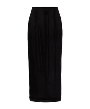 Wardrobe.NYC Ruched Midi Skirt - Black