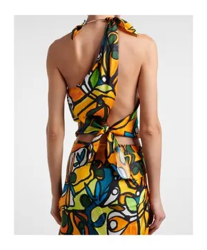 Christopher Esber Printed Draped Silk Top