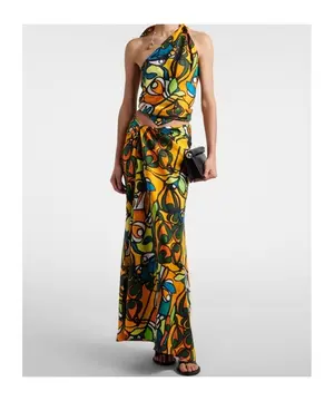Christopher Esber Printed Draped Silk Top