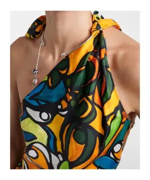 Christopher Esber Printed Draped Silk Top